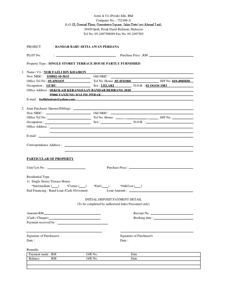 New Booking Form | PDF