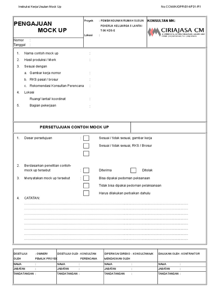 Form Usulan Mock Up | PDF | Teknologi & Rekayasa