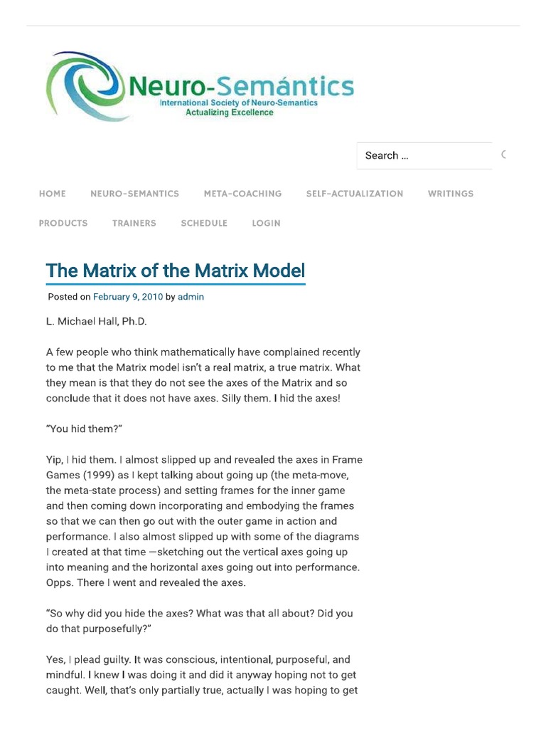 The Matrix of The Matrix Model - Michael Hall | PDF