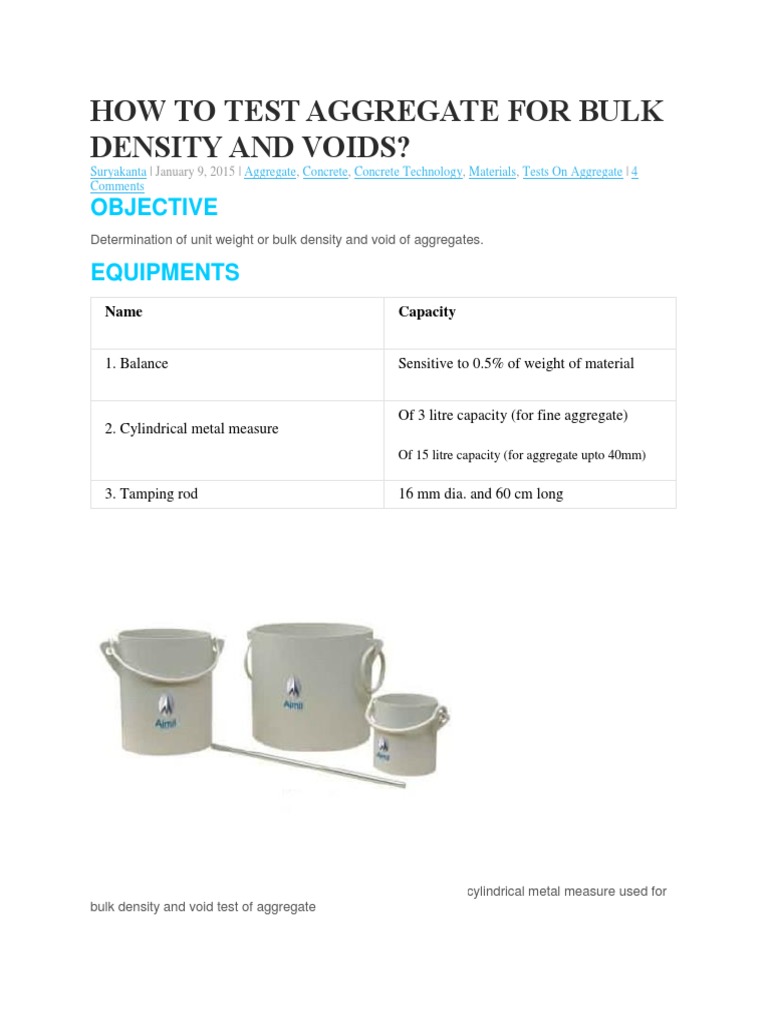 How To Test Aggregate For Bulk Density and Voids | Density | Volume