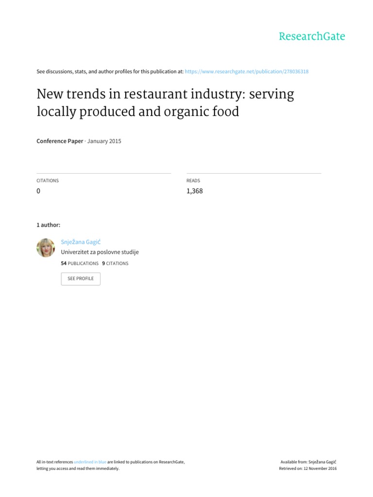 Organic & Local Food Trends in Restaurants | PDF | Organic Foods ...