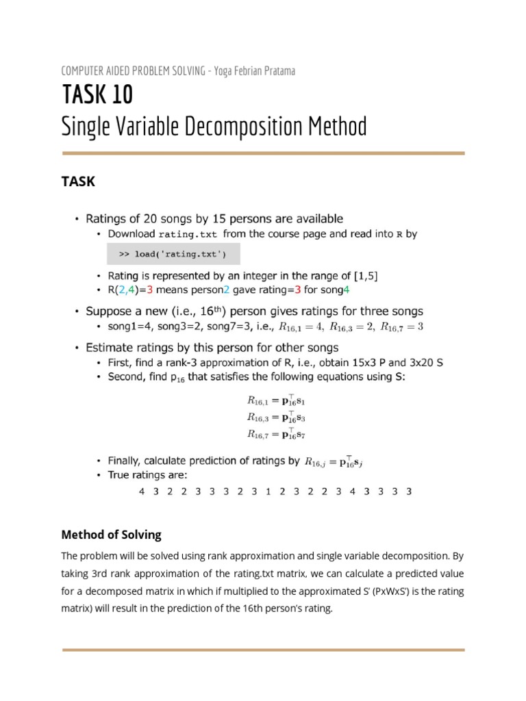 Single Variable Decomposition Method | PDF