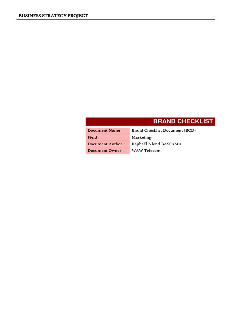 Brand Checklist For WAW Telecom (FINAL) - 2 | PDF | Competition | Brand