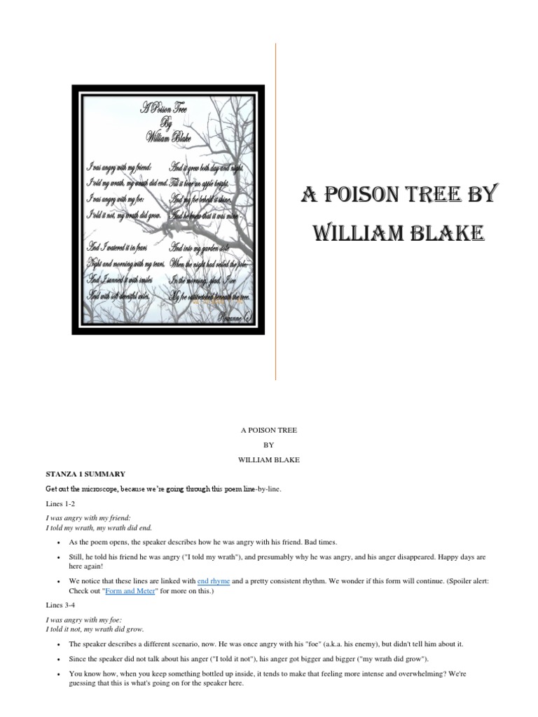 A Poison Tree | PDF | Anger | Deception