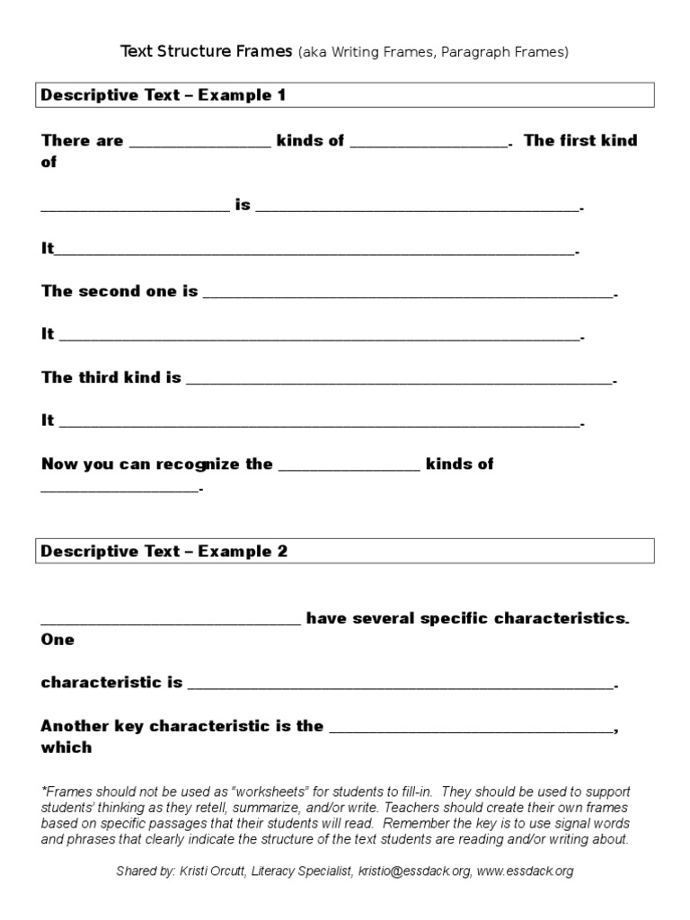 Frames For Paragraph Writing | PDF | Learning | Semiotics