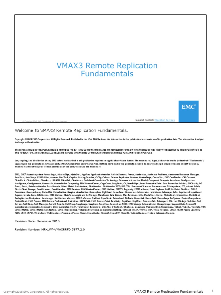 VMAX3 Remote Replication Fundamentals SRG | Download Free PDF | Replication (Computing ...