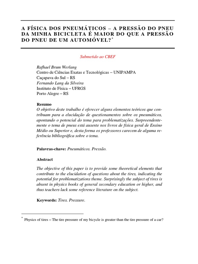 Fisica Dos Pneus | PDF | Pneu | Atrito