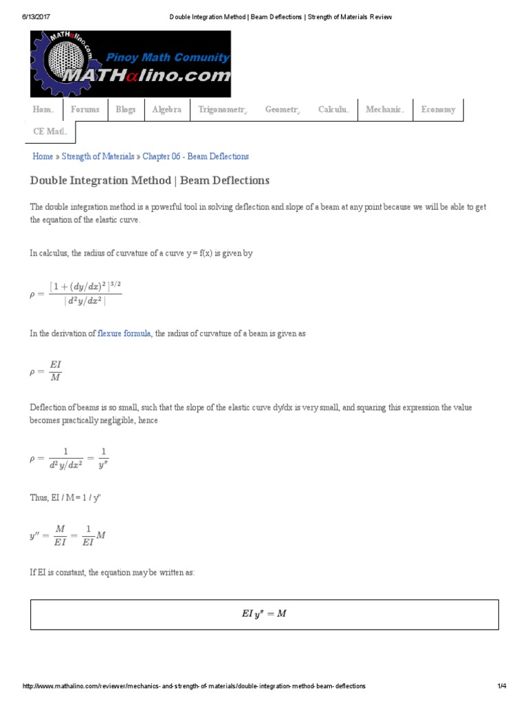 Mathalino - Double Integration Method | PDF | Beam (Structure) | Bending