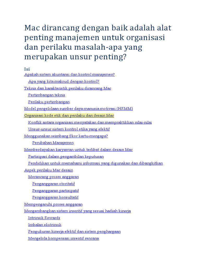 Mac Dirancang Dengan Baik Adalah Alat Penting Manajemen Untuk ...