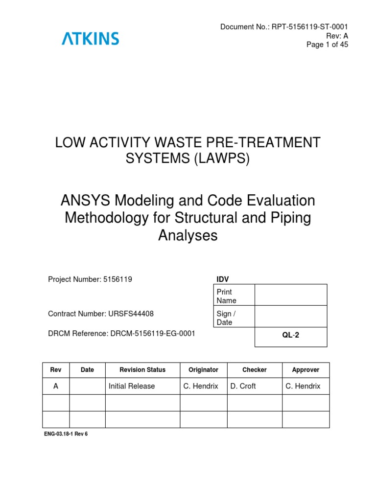 Combined Structural and Piping Analysis Methodology - ANSYS | PDF ...