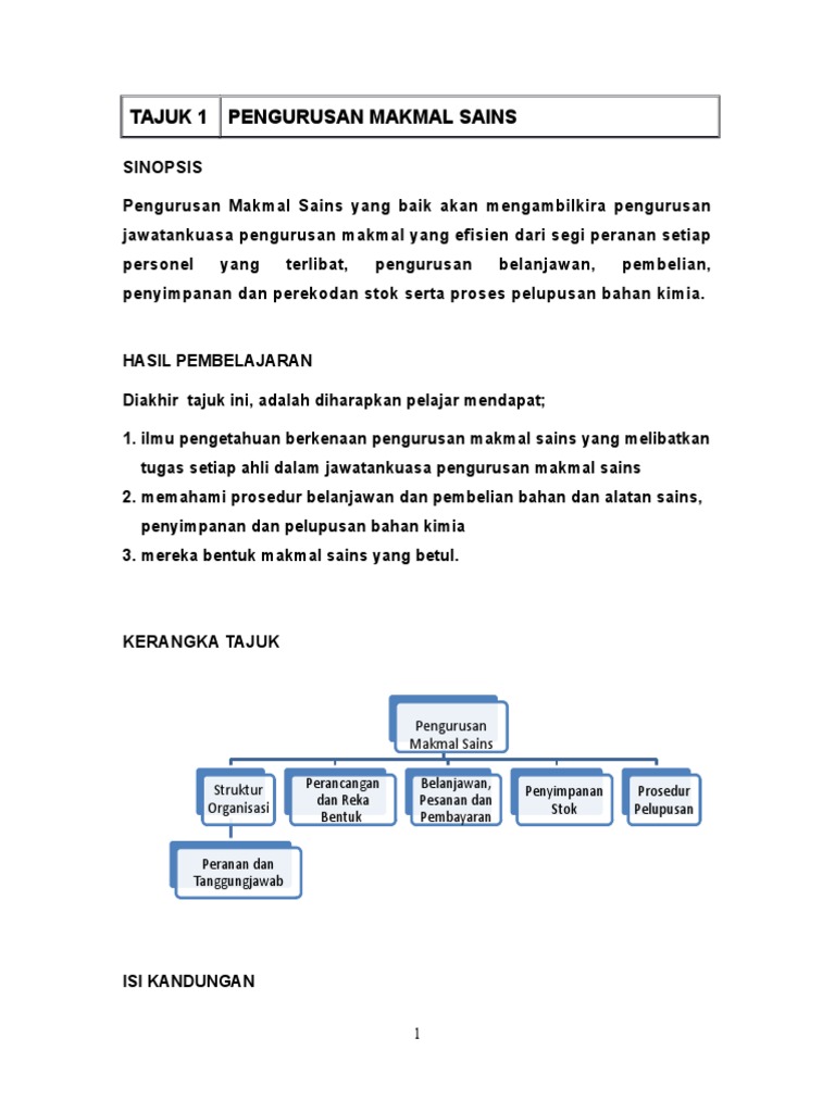 Organisasi Dan Pengurusan Makmal PGSR | PDF