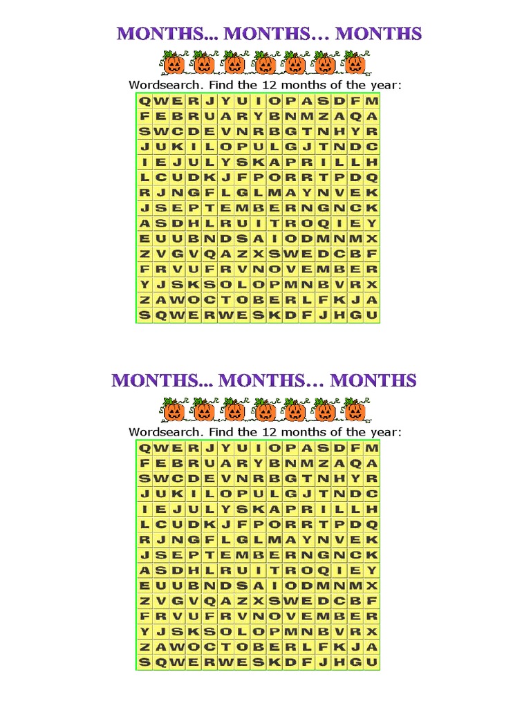 Wordsearch: Unscramble 12 Months | PDF