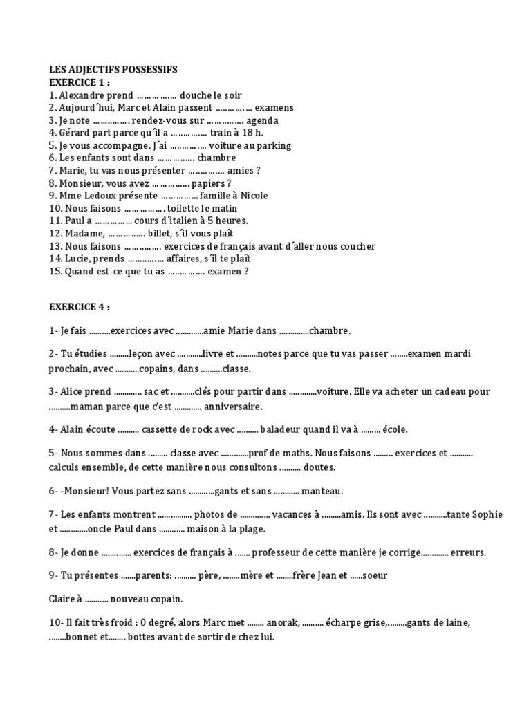 Les Adjectifs Possessifs | PDF | Échecs | Jeux et activités