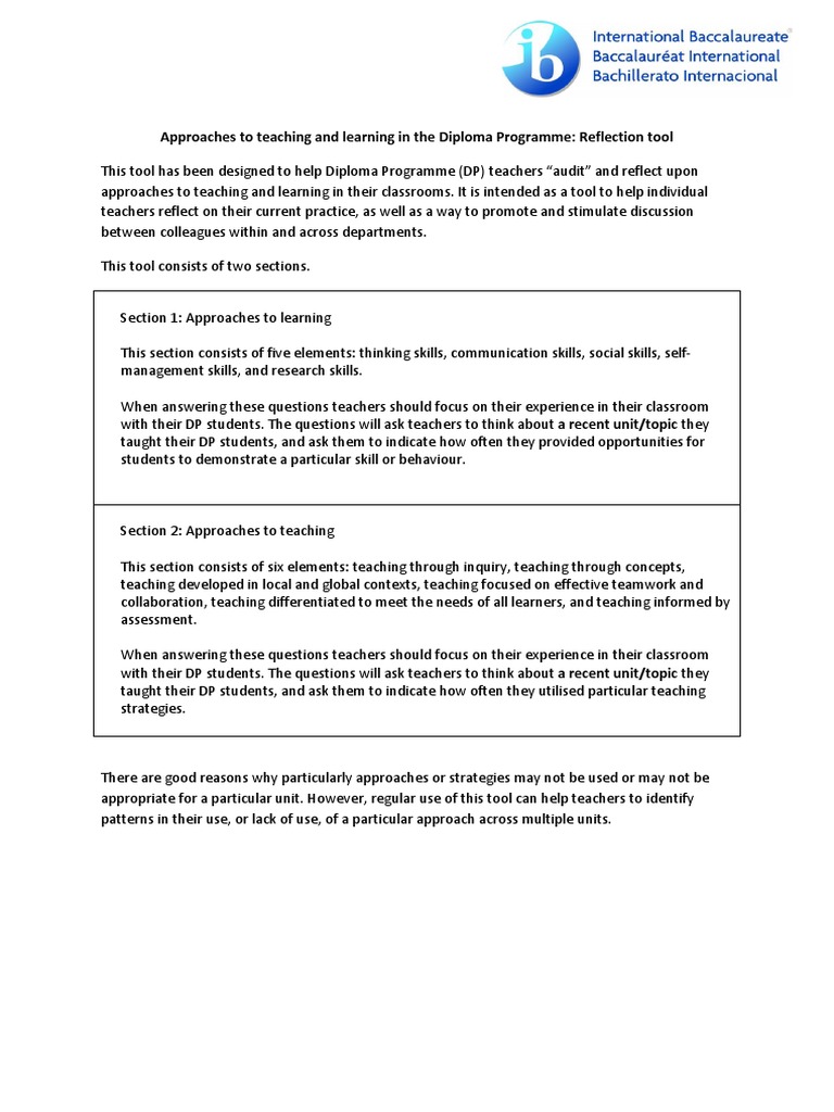 Self Reflection Tool | PDF | Teachers | Educational Assessment