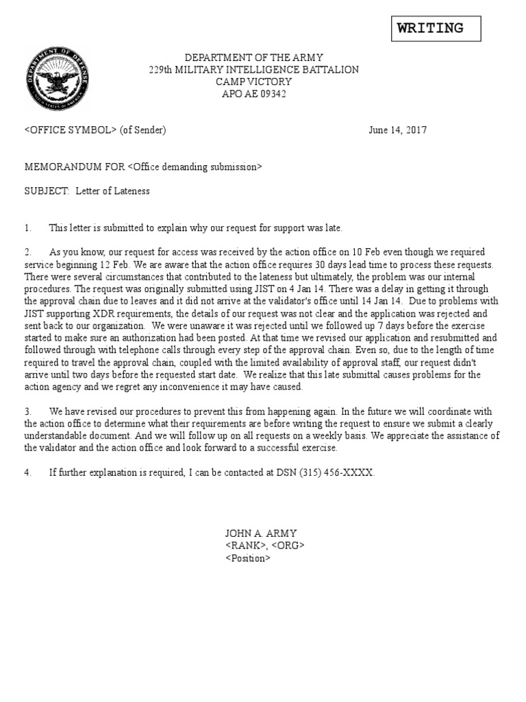 Letter of Lateness | National Security | Politics
