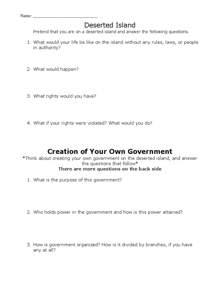 Lesson 1 Deserted Island Worksheet | PDF | Rights | Government
