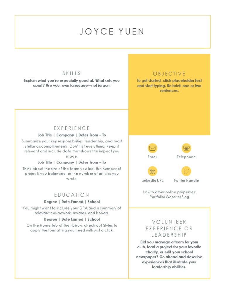 Joyce Yuen's Resume Template Guide | PDF