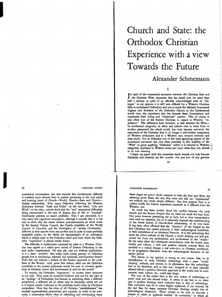 Fr. Alexander Schmemann - Church and State - The Orthodox Christian ...