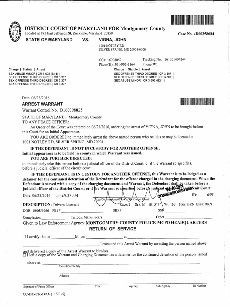 Statement of Charges in MCPS Teacher John Vigna Case | PDF