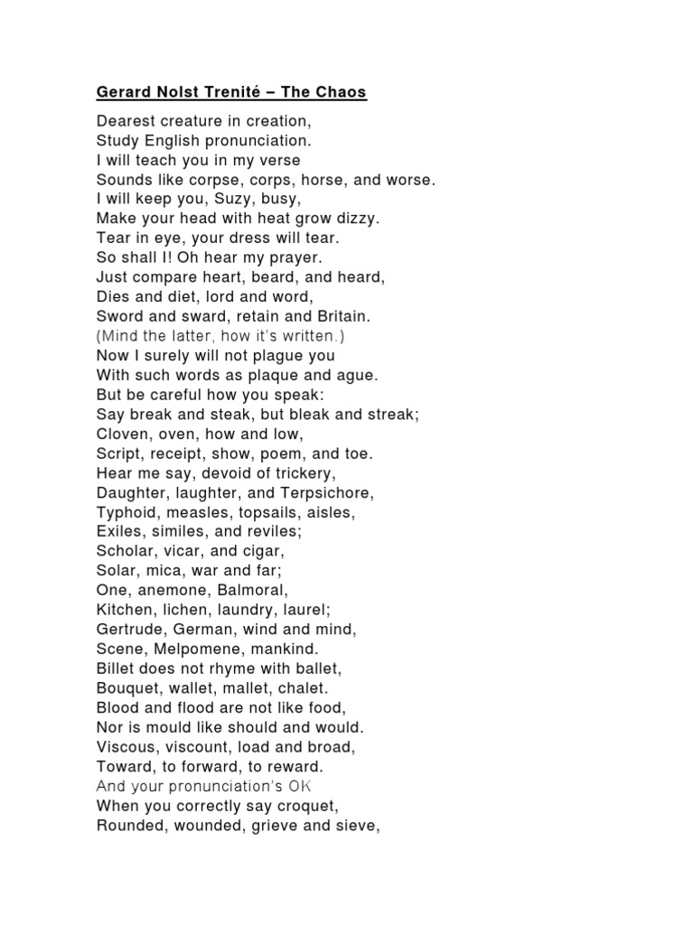 Gerard Nolst Trenité - The Chaos | PDF