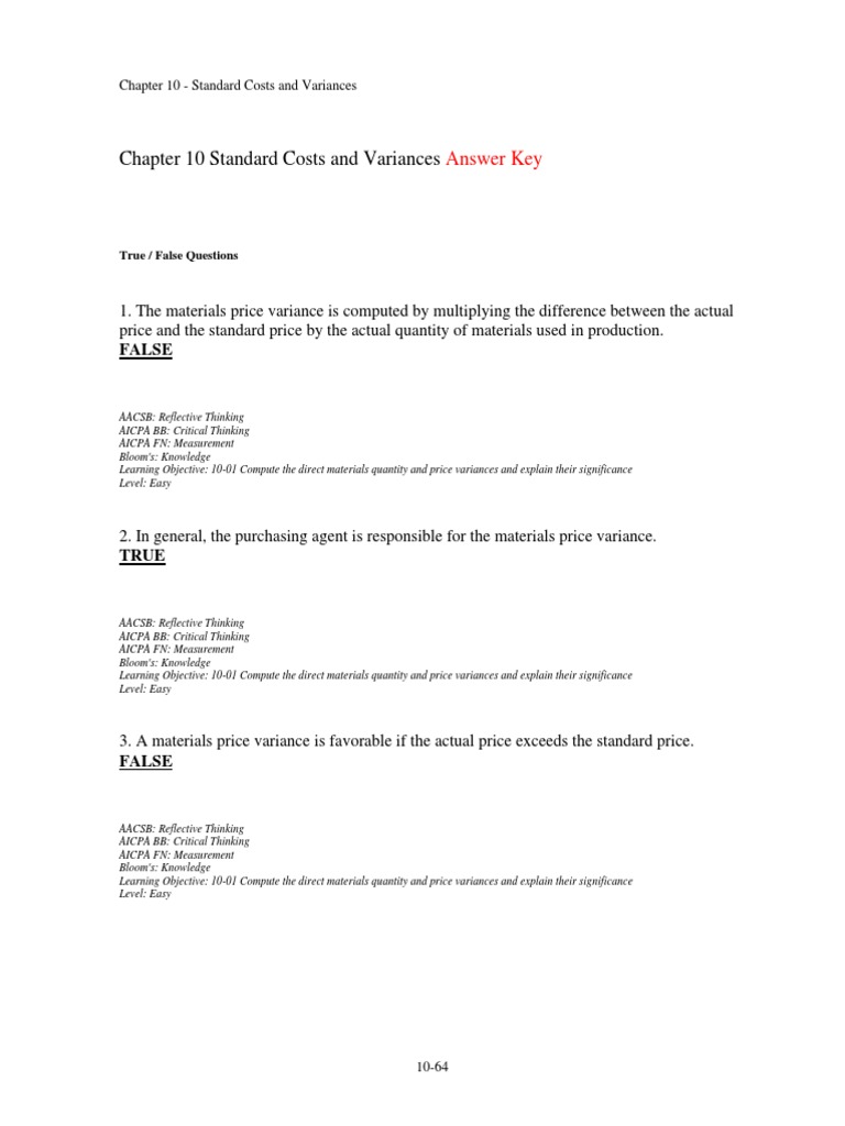 Cost Variance Analysis Guide | PDF | Labour Economics | Prices