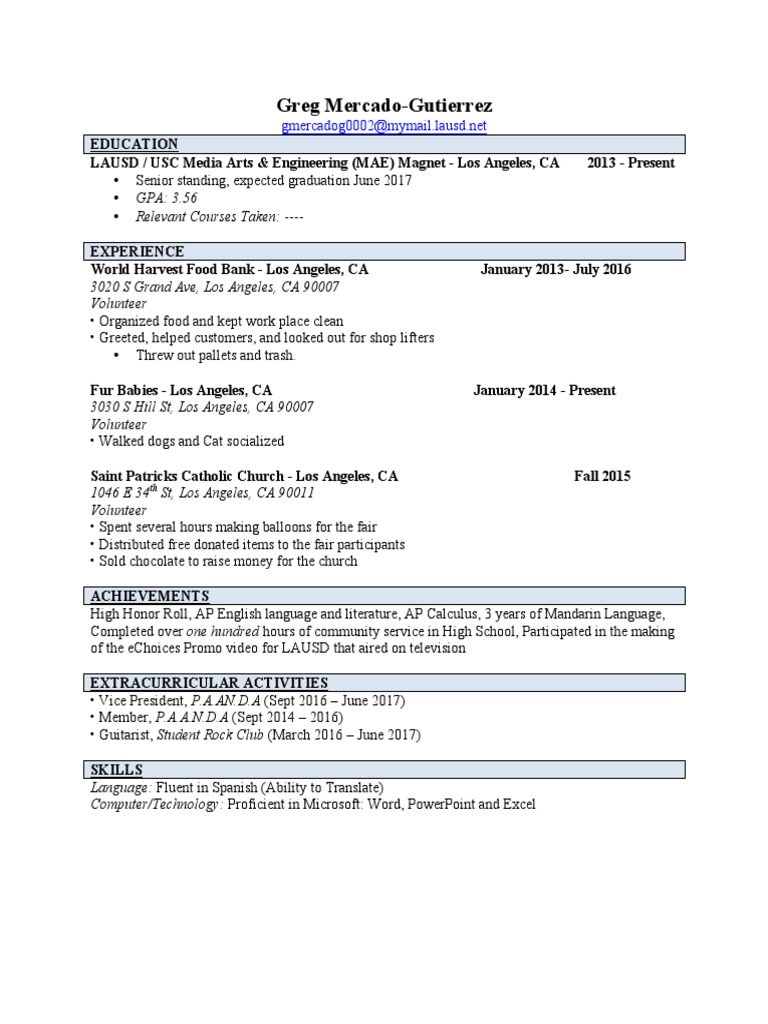 Mercado-Greg Resume 2016 | PDF