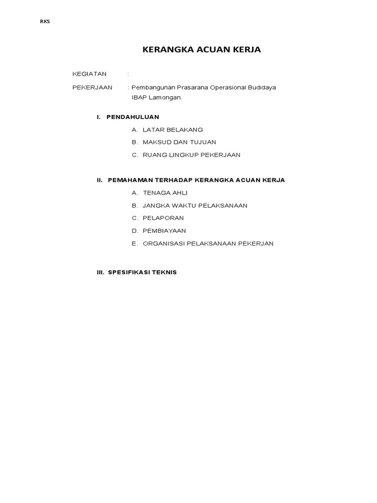 Kak Konstruksi Dan Rks | PDF