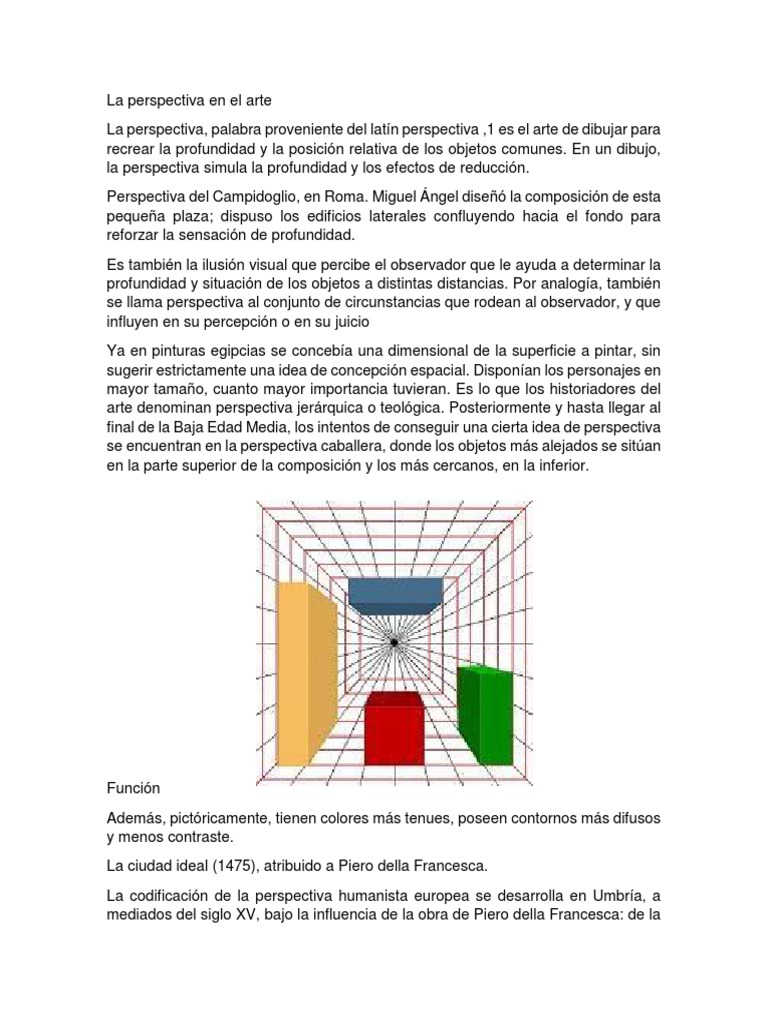 La Perspectiva en el Arte: Conceptos Clave | PDF | Perspectiva (Gráfica ...