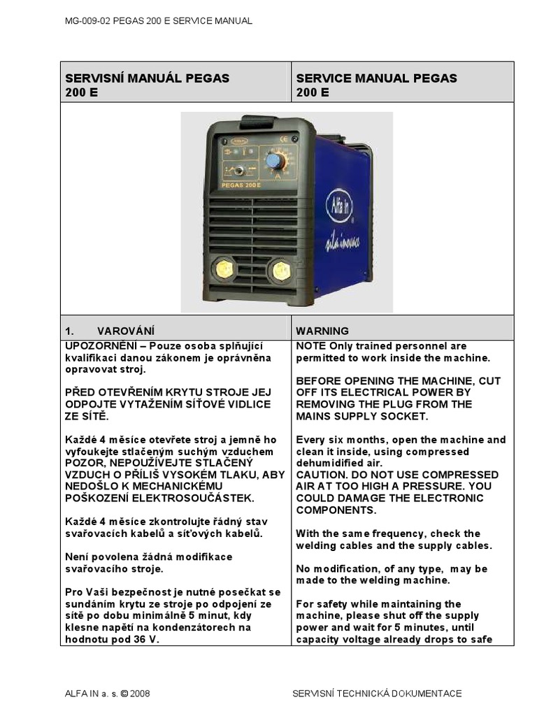 Pegas 200 e Servisni Manual Service Manual Mg009 02.wujx4 | PDF