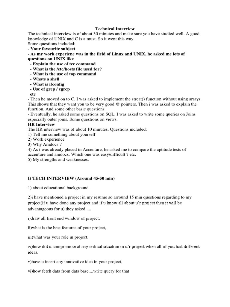 Amdocs Interview Questions | PDF | C (Programming Language) | Databases