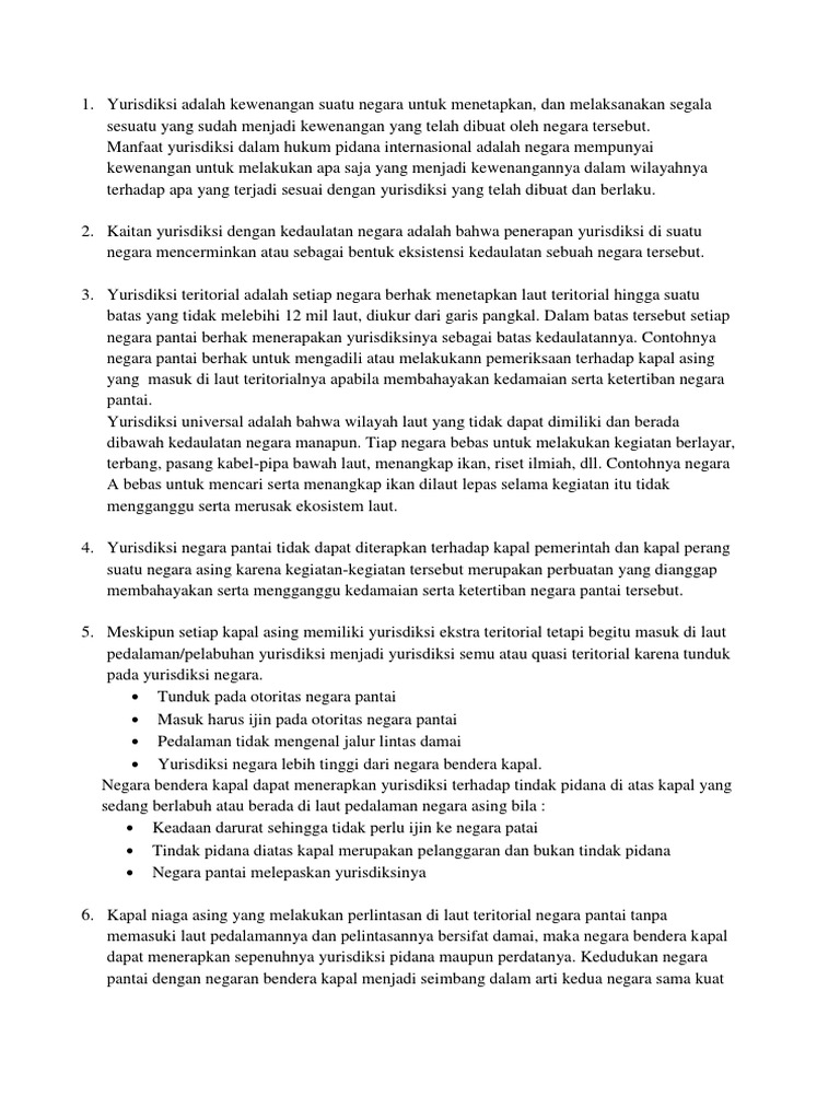 Pengertian dan Contoh Yurisdiksi Negara | PDF