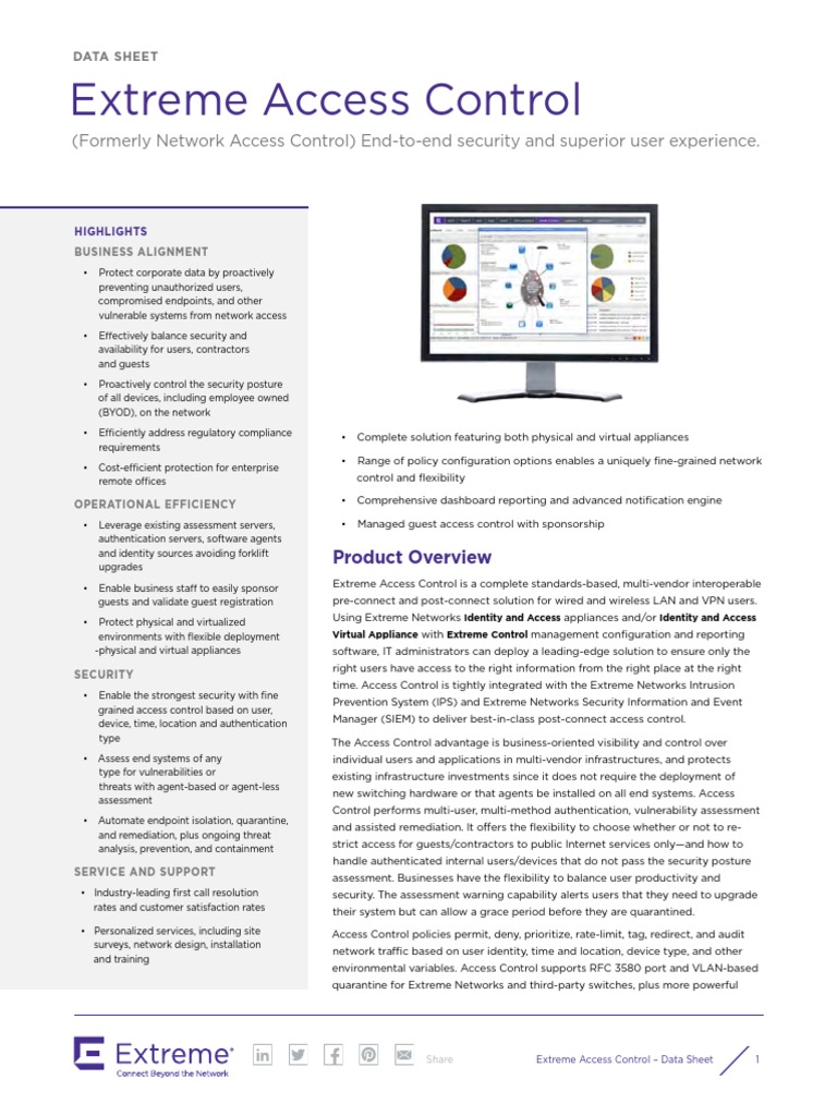 Extreme Access Control DS | PDF | Computer Network | Operating System