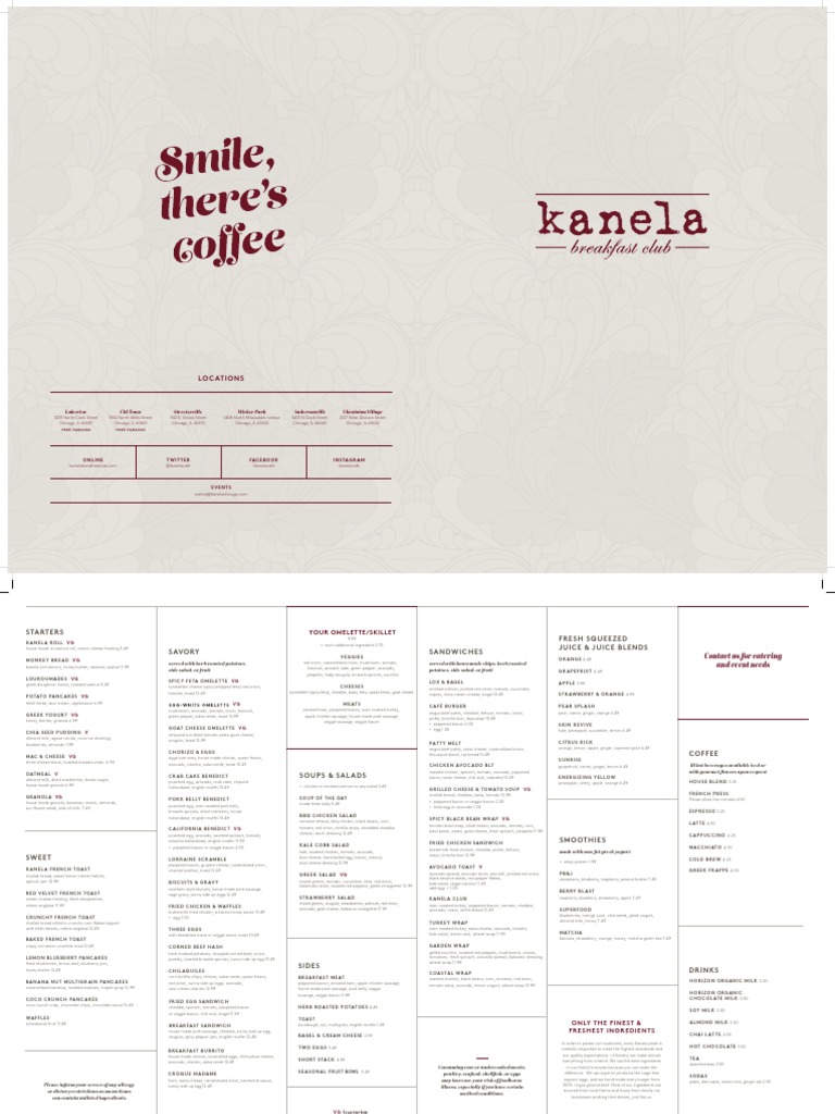 Kanela Menu - June 2017 | PDF | Bacon | Salad
