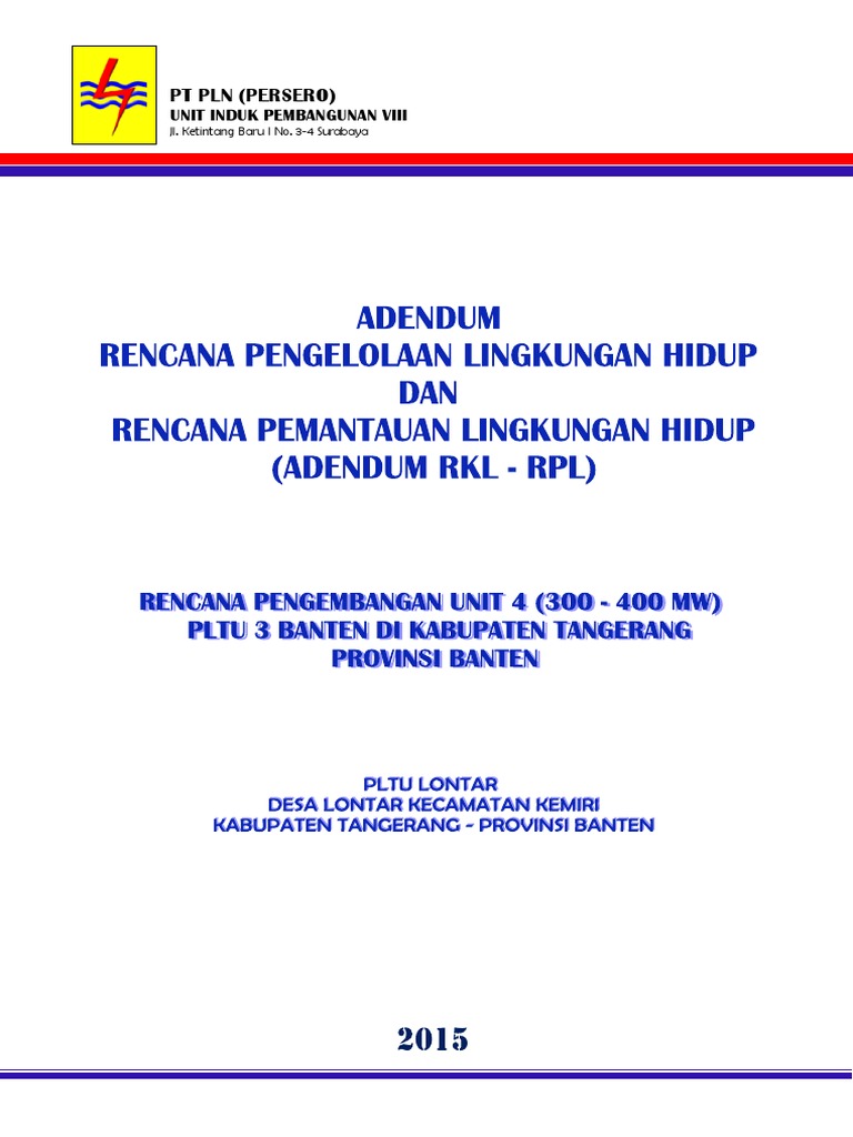 Adendum RKL-RPL PLTU Lontar 4 | PDF | Sains & Matematika