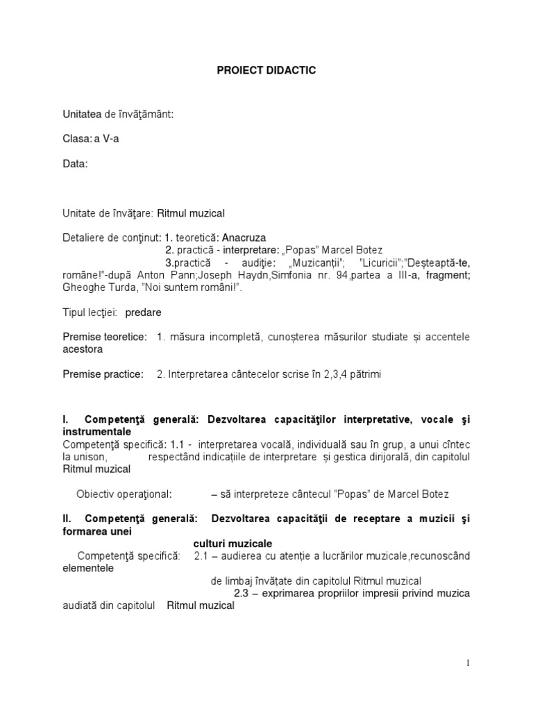 Proiect Anacruza | PDF