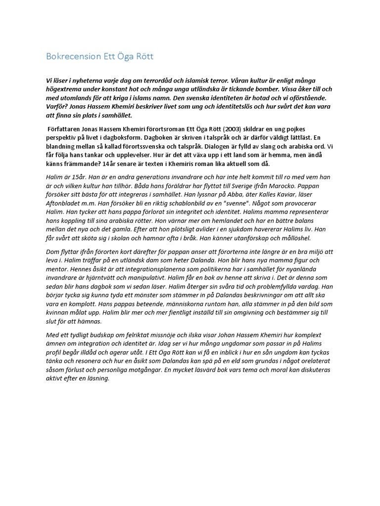 Ett Öga Rött Recension 2 1 | PDF