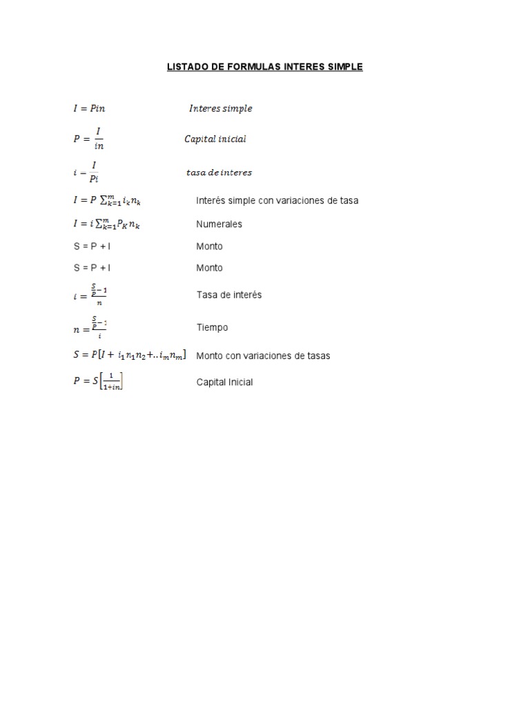 Interes Simple Formulas y Ejercicios Con Respuestas de Guia de Estudio ...
