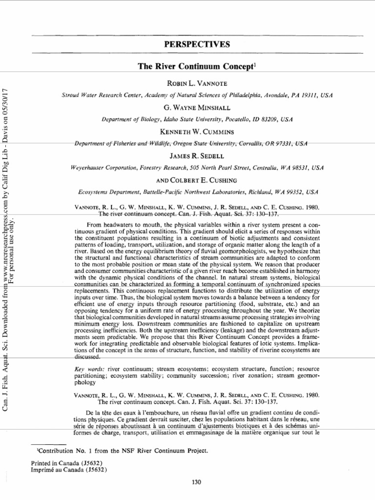 River Continuum Concept Explained | PDF | River | Systems Ecology