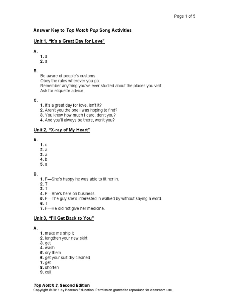 AK Top Notch Pop Activities | PDF | Leisure