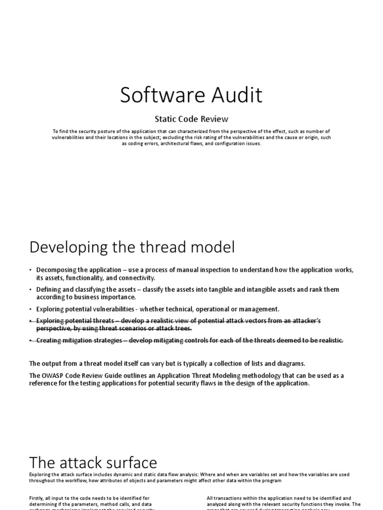 Static Code Review and Threat Modeling of a Software Application | PDF | Threat (Computer ...