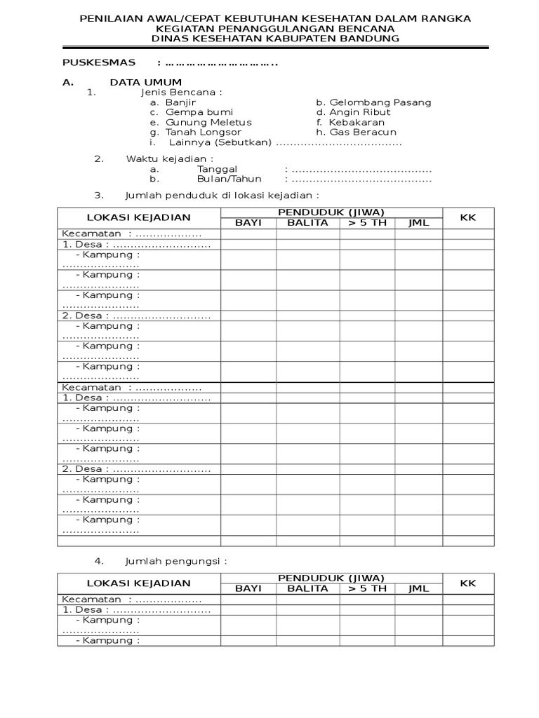 Form RHA Bencana | PDF | Sains & Matematika