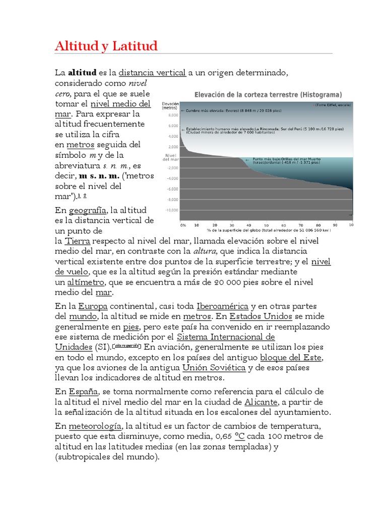 Altitud y Latitud: Definiciones Clave | PDF | Altitud | Latitud
