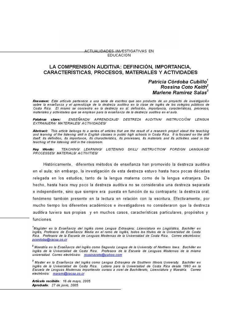 Comprension Auditiva | PDF | Aprendizaje | Comprensión