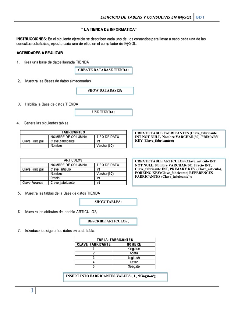Ejercicio SQL Tienda Informatica | PDF | Software de gestión de datos | Recuperación de información