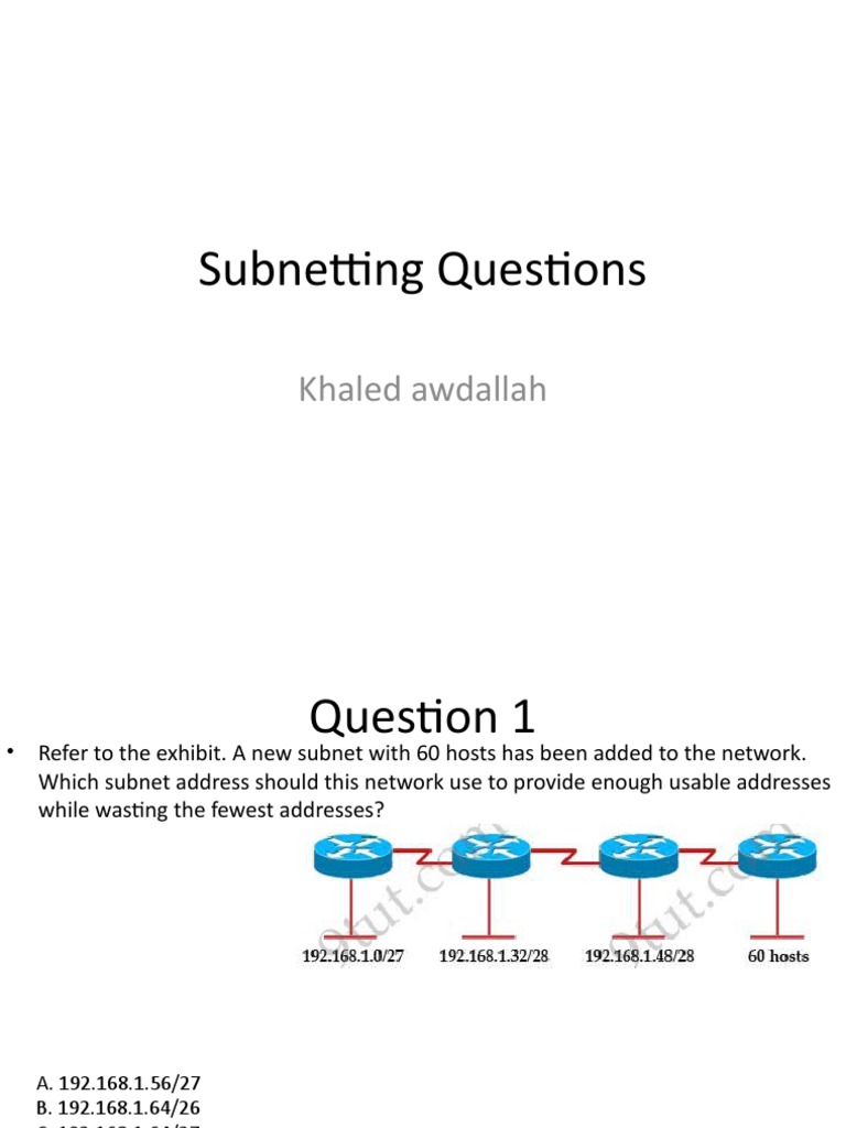 Subnetting Questions 2 Pdf Ip Address Router Computing