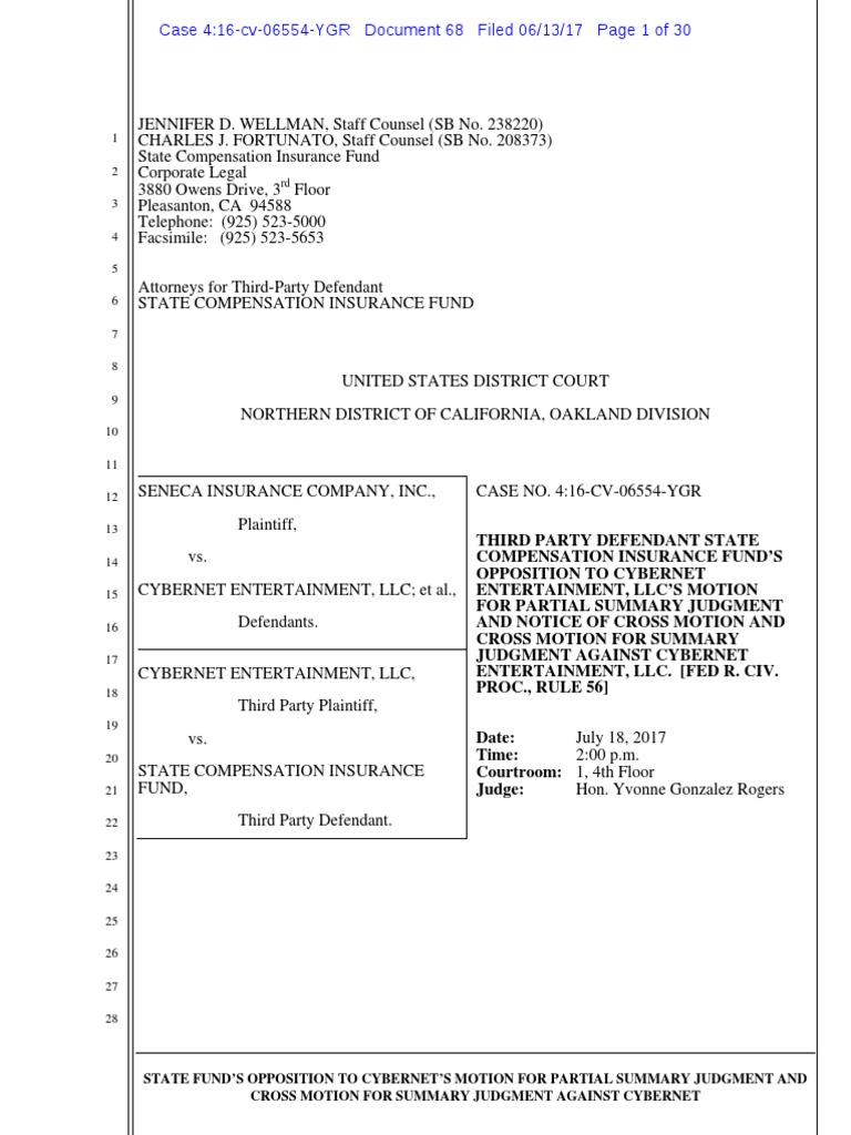 State Compensation Insurance Fund Motion | PDF | Workers' Compensation ...