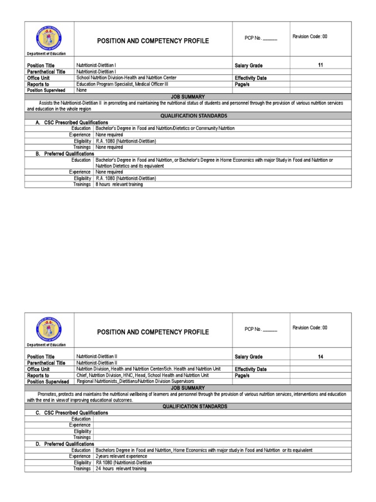 Position and Competency Profile: Qualification Standards | PDF ...