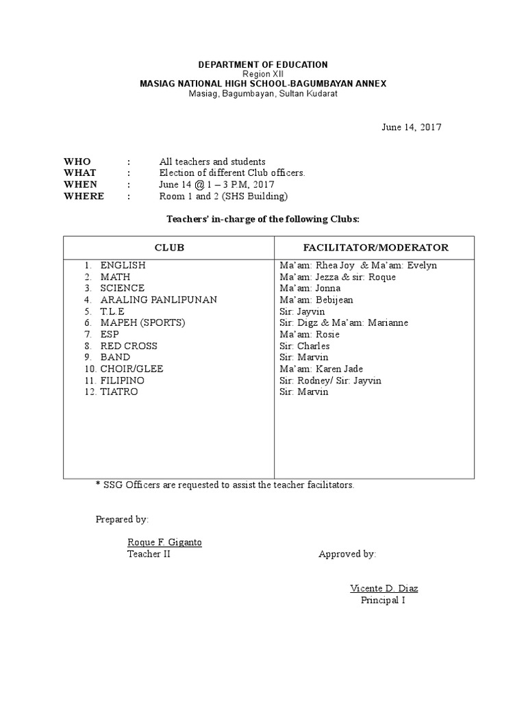Club Officer Election Announcement | PDF