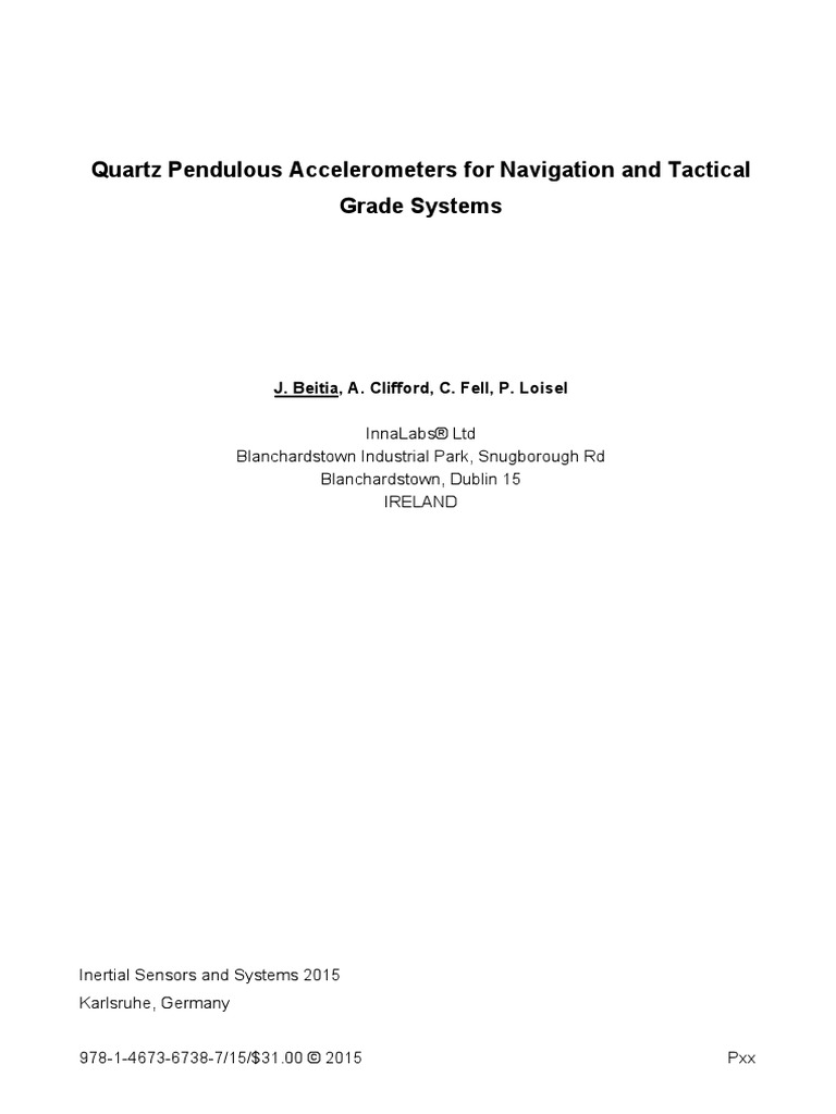 Quartz Pendulous Accelerometers For Navigation and Tactical Grade Systems - Compressed | PDF ...