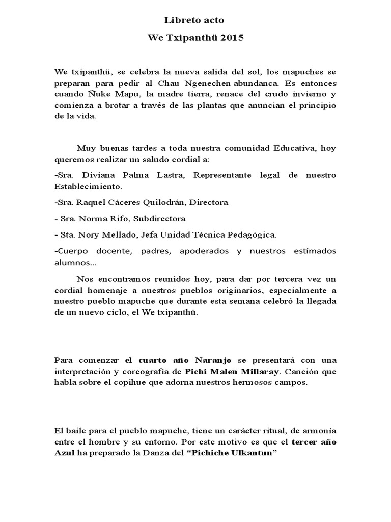 Libreto Wetripantu 2015 | PDF